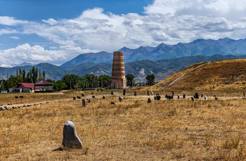 Burana Ancient Tower Unesco Site in Kyrgyzstan Stock Photo - Image of ...
