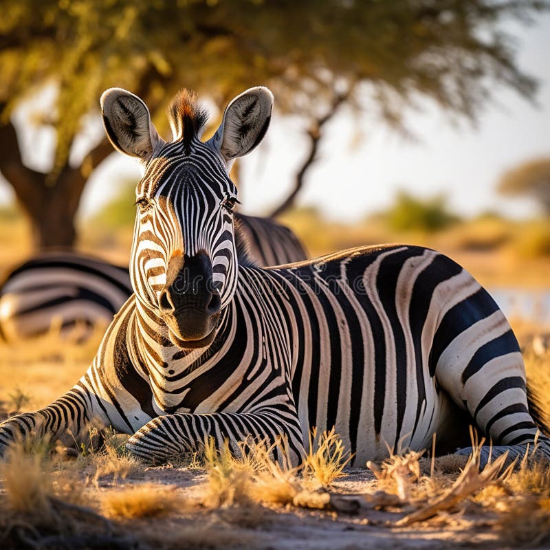 Burchell S Zebra Lying Down Made with Generative AI Illustration Stock ...