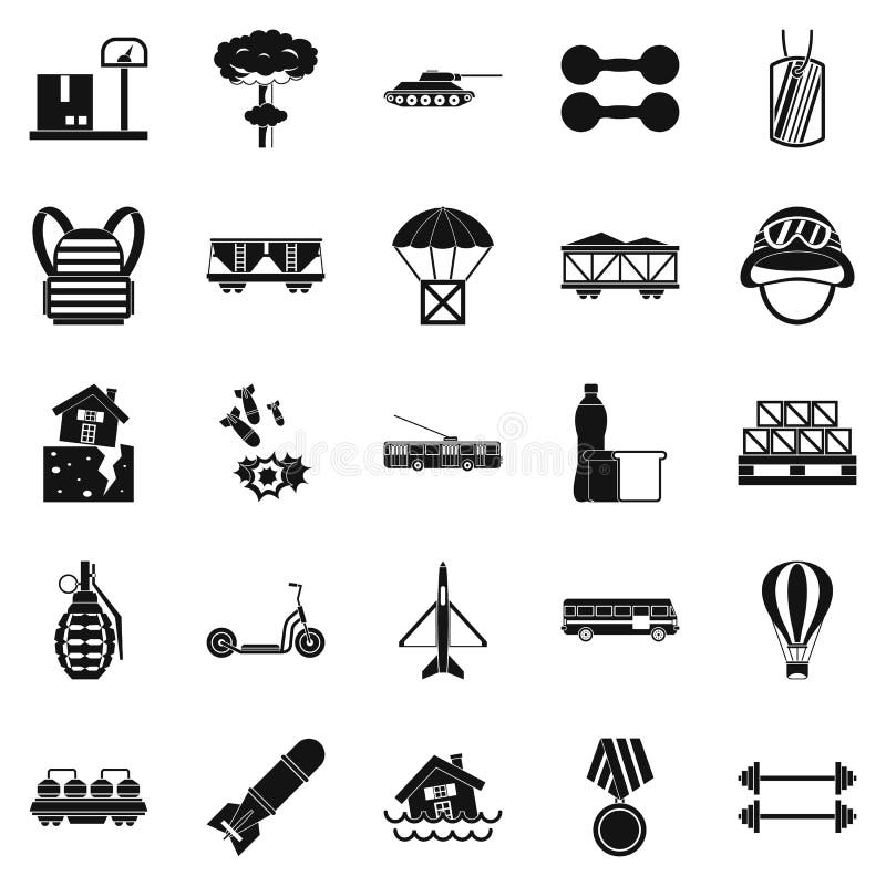 Burden Icons Set, Simple Style Stock Vector - Illustration of attack ...
