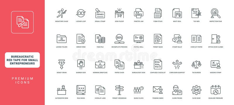 Bureaucratic Icon Set Visually Hurdles Frustrations Faced by Small ...
