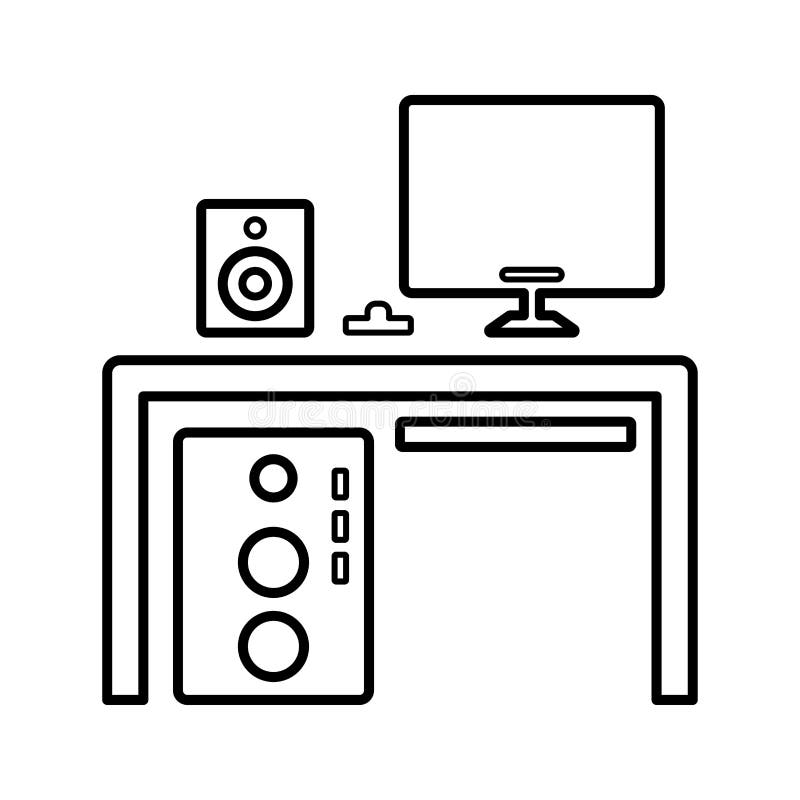 Bureaux, Computer, Desk Icon. Black Vector Graphics Stock Illustration ...
