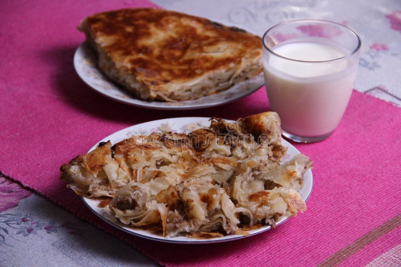 Burek stock image. Image of drink, breakfast, piece, crisp - 96402373
