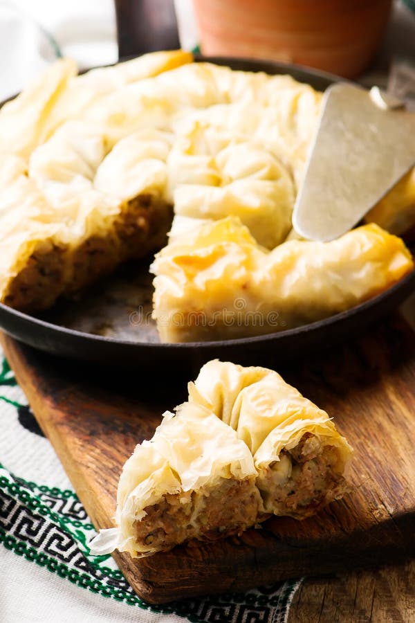 Burek, Traditional Turkish Meat Pie Stock Photo - Image of burekas ...