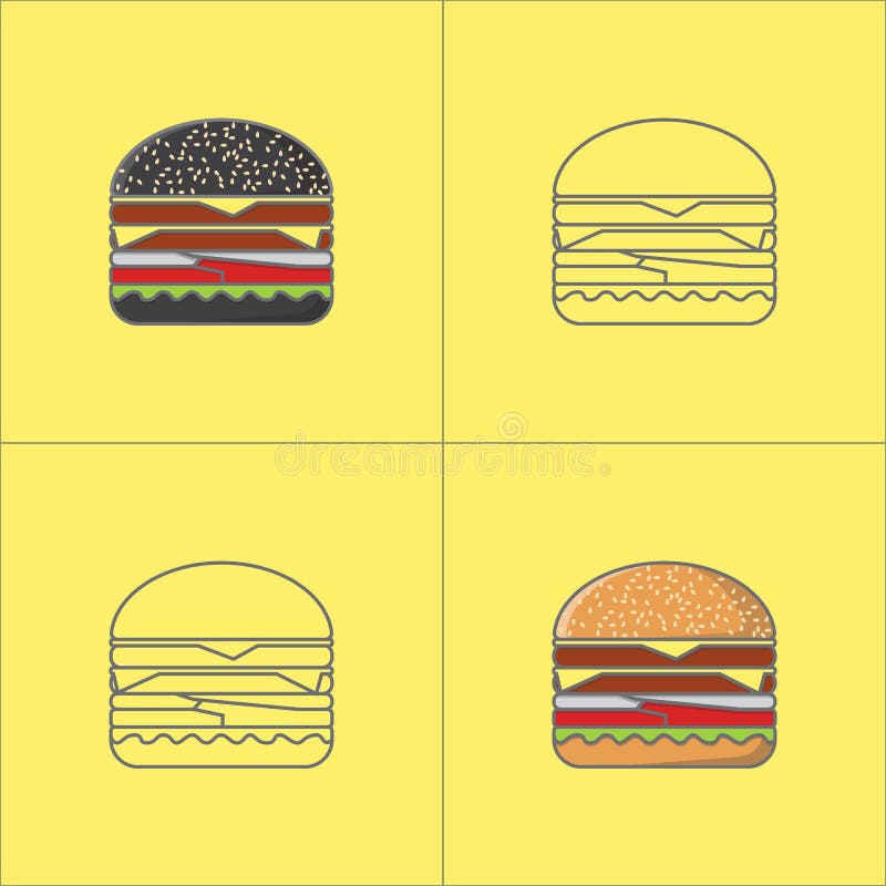 Vector Burger Simple or Logo Icon Burger Stock Vector - Illustration of ...