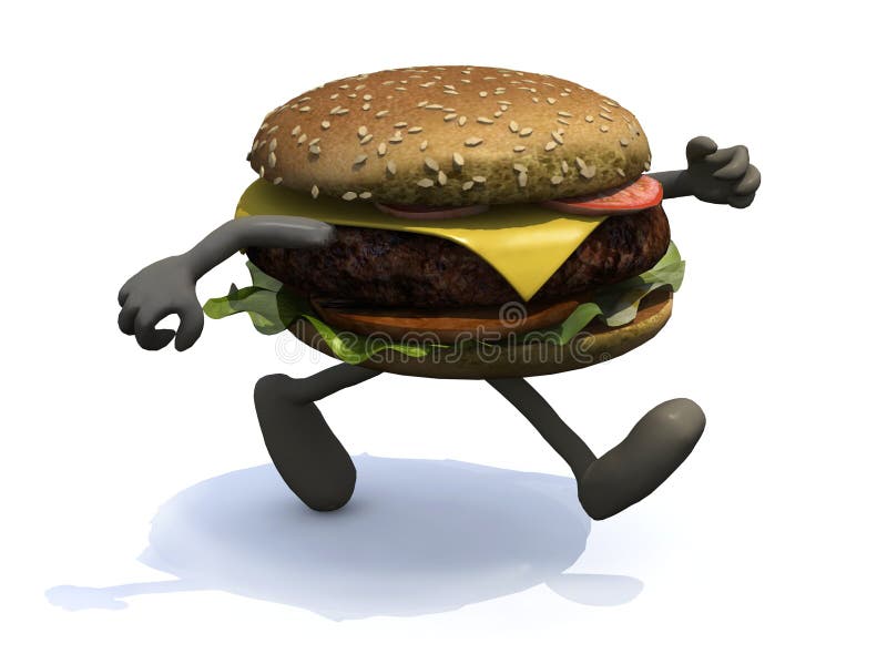 Burger with Arms and Legs that Running Stock Illustration ...