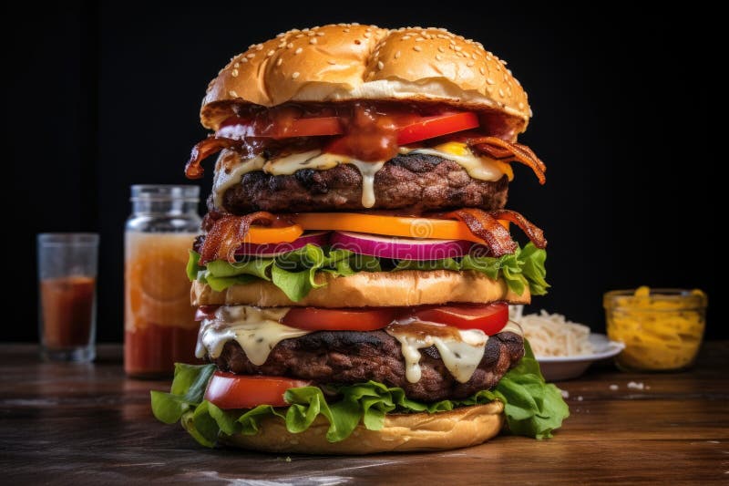 Burger Assembly Process with Layers Visible Stock Illustration ...