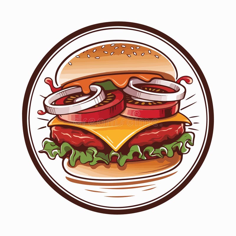 Burger Badge Emblem or Stamp Logo Design with Background Stock Vector ...