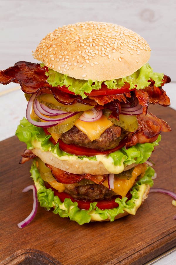 Beef Burger in Classic American Style Stock Image - Image of burger ...