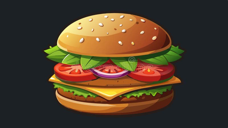 A Burger with Beef, Lettuce, Tomato, Onion and Cheese, Cucumber with ...