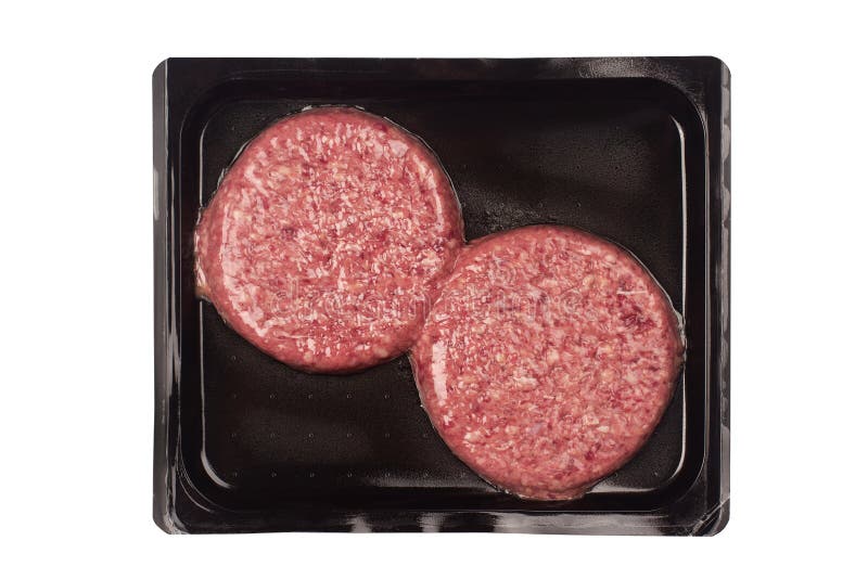 Burger Beef Meat in Black Packaging Stock Image - Image of fresh ...