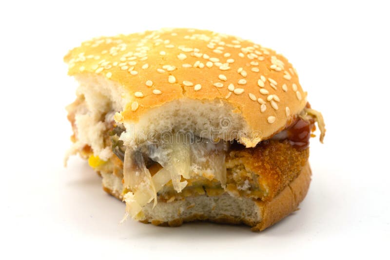 Burger is bitten stock photo. Image of calorie, eaten - 194039390