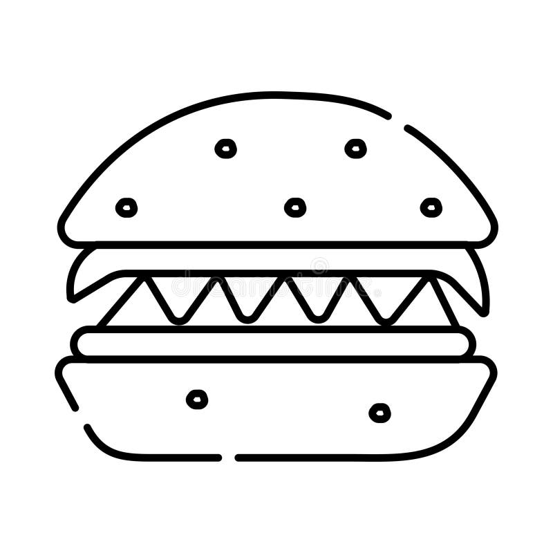 Burger Black Line Illustration Stock Vector - Illustration of minimal ...