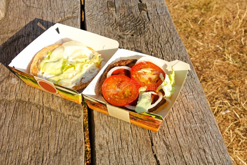 Burger in a box stock photo. Image of business, calories - 56825178