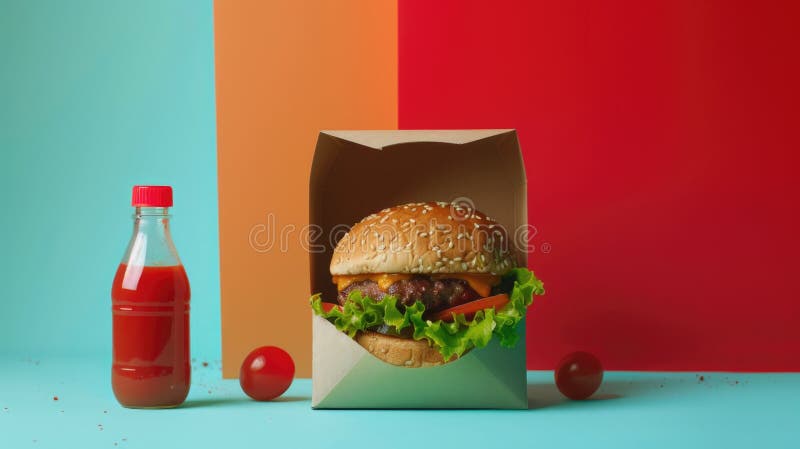 Burger Box Delivery - Ready To Eat! Stock Photo - Image of burger, fast ...