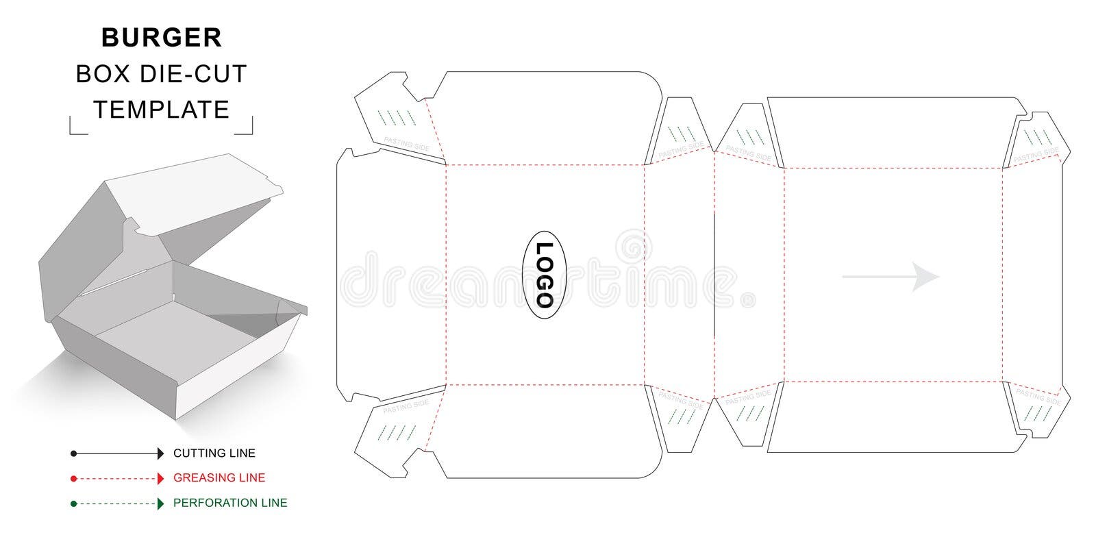 Burger Box Die Cut Template, Packaging Die Cut Template, 3d Box ...