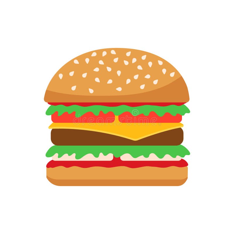 Burger, Bread with Ingredients Icon. Fast Food. Snack Sandwich. Vector ...