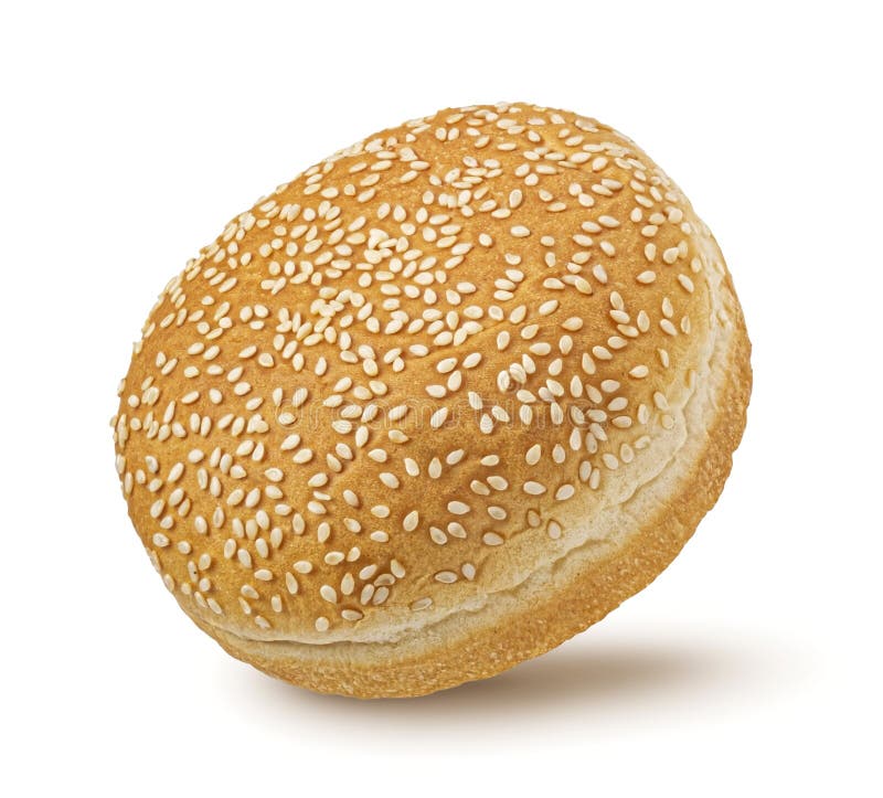 Burger Bun with Sesame Seeds Isolated on White Background, Full Depth ...