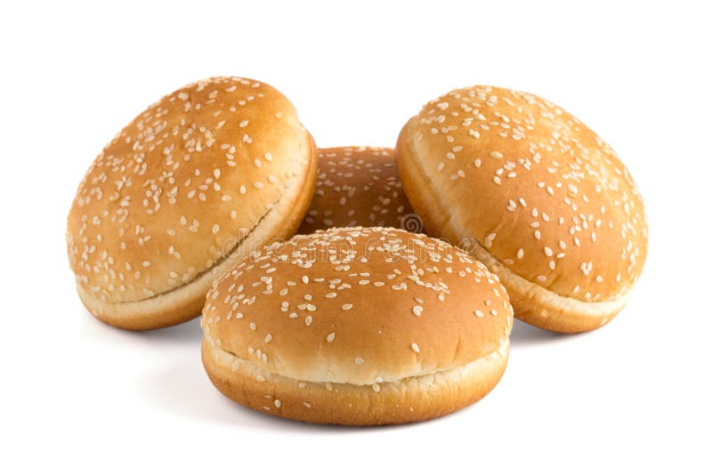 Burger Buns on White Background. Stock Photo - Image of buns, eating ...