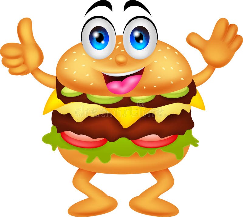 Burger cartoon characters stock vector. Illustration of cheeseburger ...
