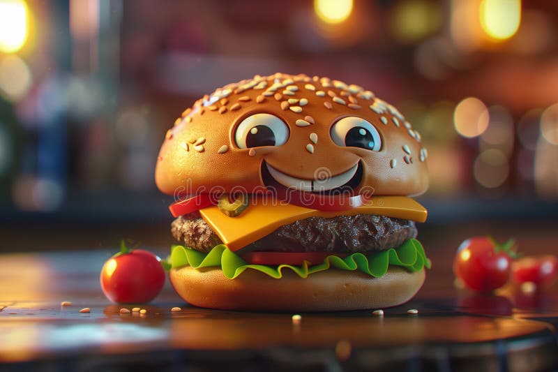 Burger cartoon stile stock illustration. Illustration of emoji - 310995560