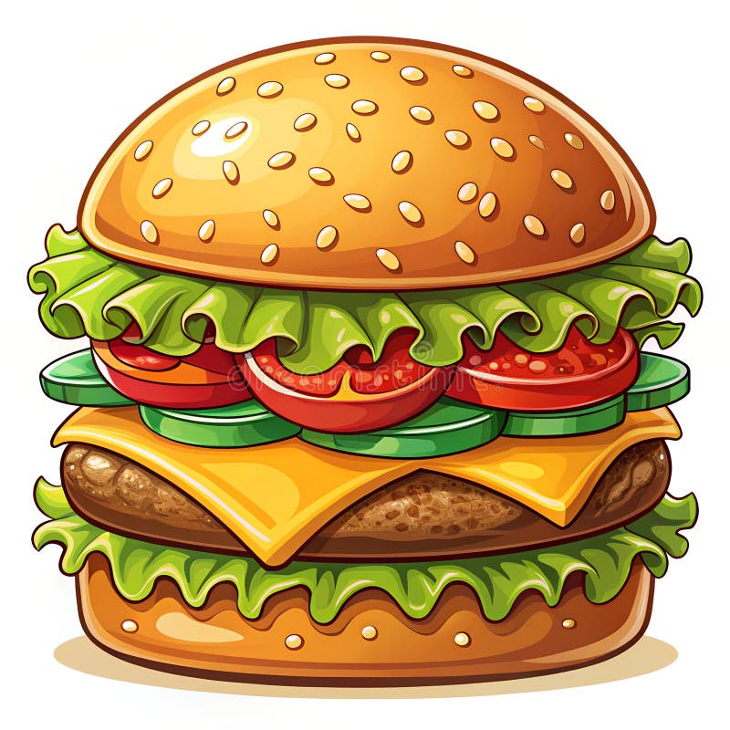 Burger Cartoon Vector Burger Graphics Clipart Stock Illustration ...