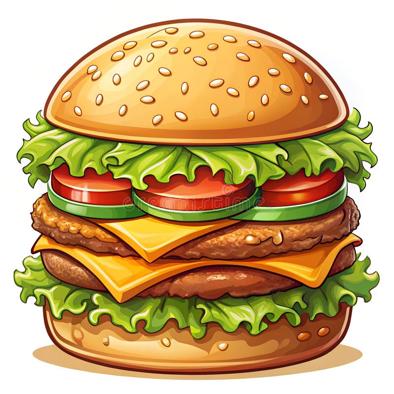 Burger Cartoon Vector Burger Graphics Clipart Stock Illustration ...