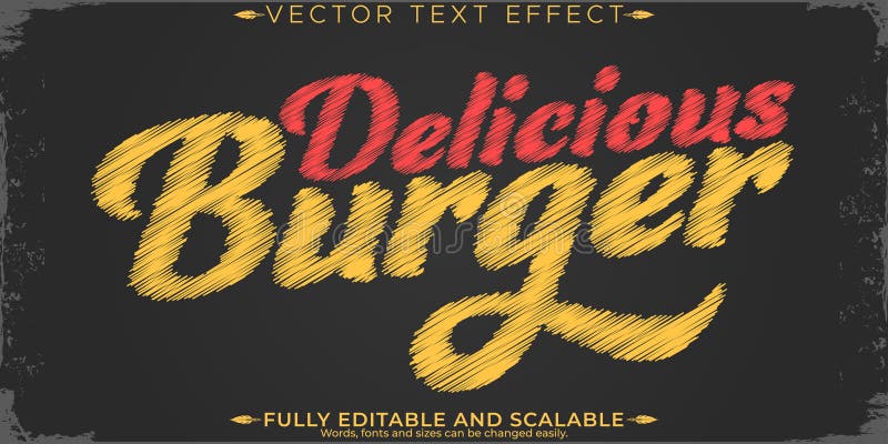 Burger Chalk Text Effect, Editable Restaurant and Menu Text Style Stock ...