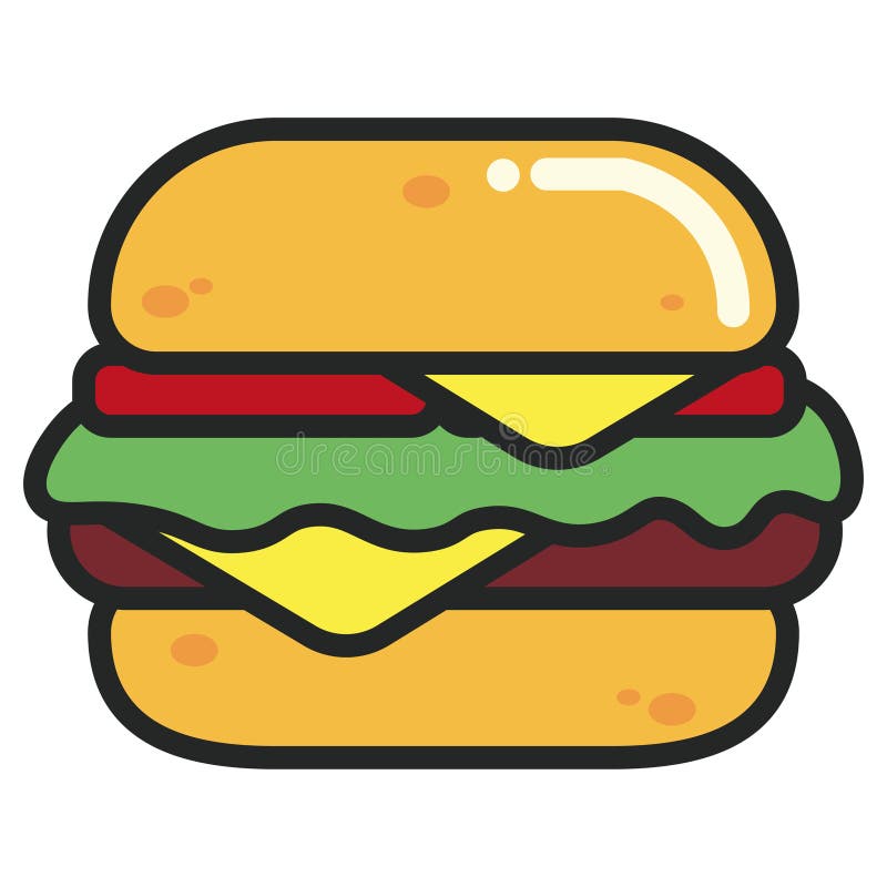 Burger with Cheese Slice. Vector Stock Vector - Illustration of classic ...