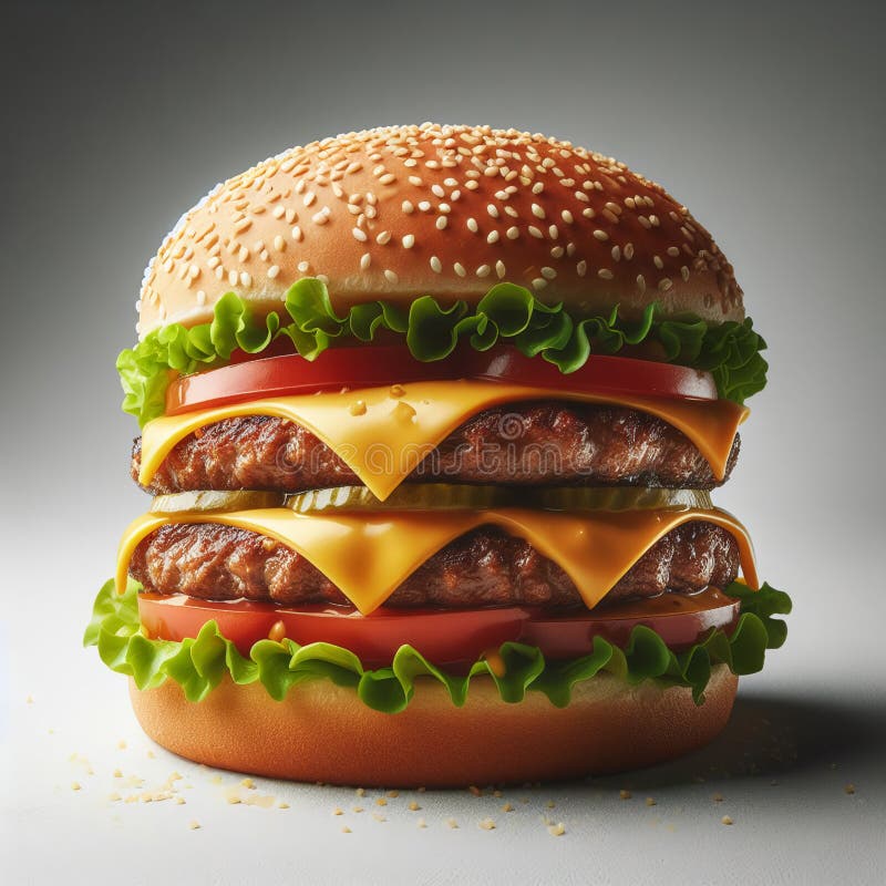 Burger Cheese Yummy Food Beef Bread and Vegetable Stock Illustration ...