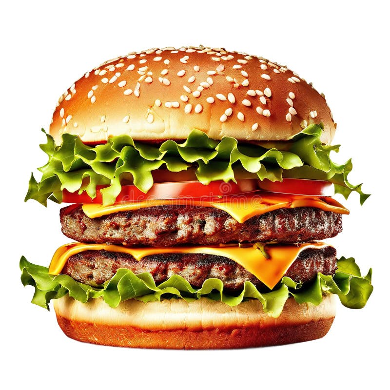 Burger Cheeseburger, Isolated on Transparent Background Stock Photo ...