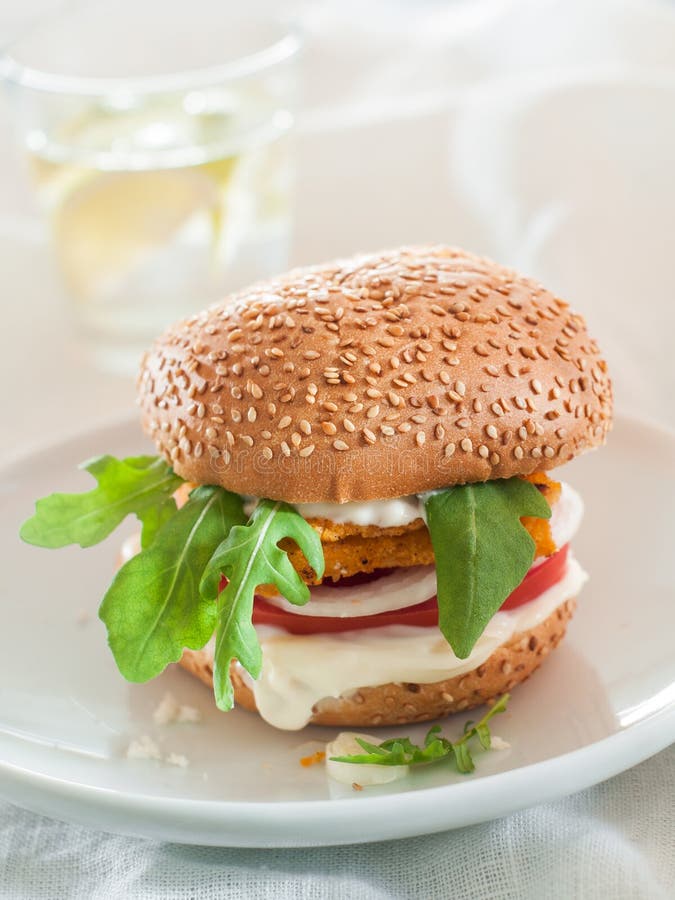 Fish burger stock photo. Image of fish, starter, vegetable - 48197614