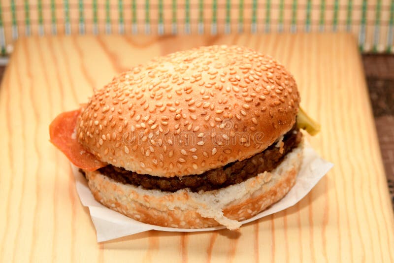 Burger on the Chopping Board Stock Image - Image of cheeseburger ...