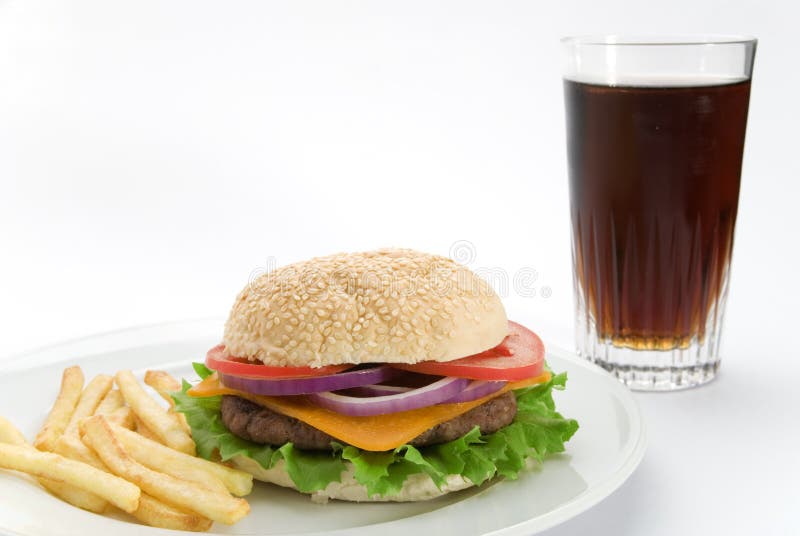 Burger with Coke stock image. Image of beefburger, lettuce - 4270161