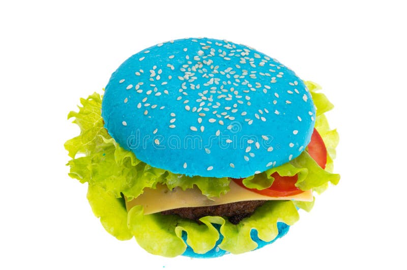 Burger with Colored Bun Isolated Stock Photo - Image of meat, nutrition ...