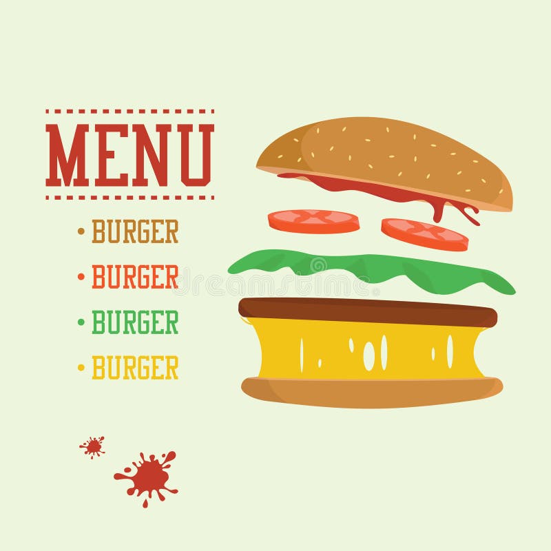 Burger Concept. Menu with Burger Ingredients Stock Vector ...