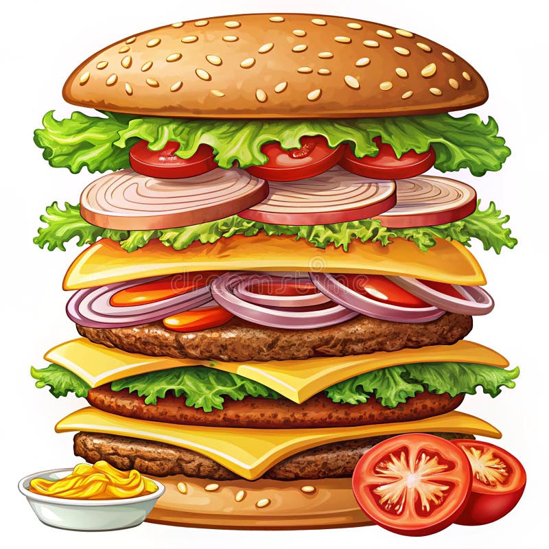 Burger cooking stages stock illustration. Illustration of generative ...