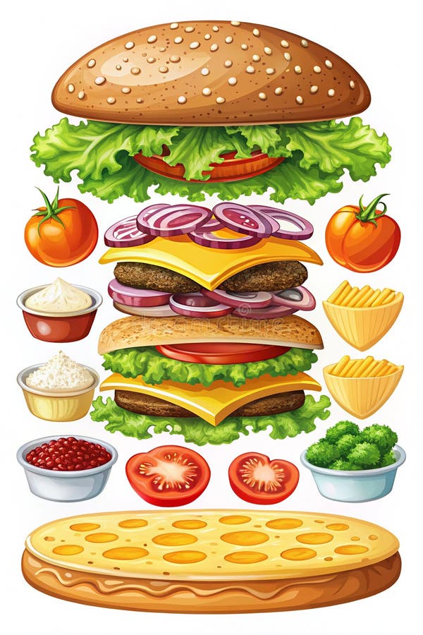 Burger cooking stages stock illustration. Illustration of cooking ...