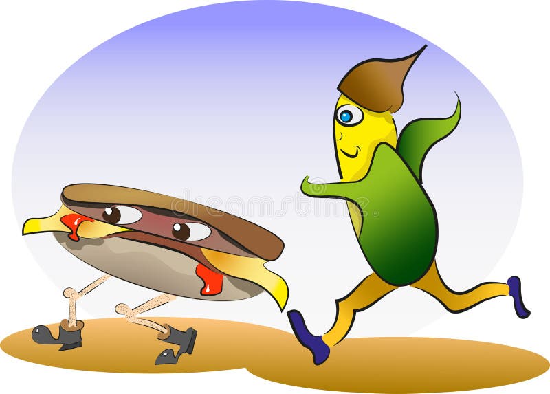 Burger and corn running stock vector. Illustration of race - 75179755