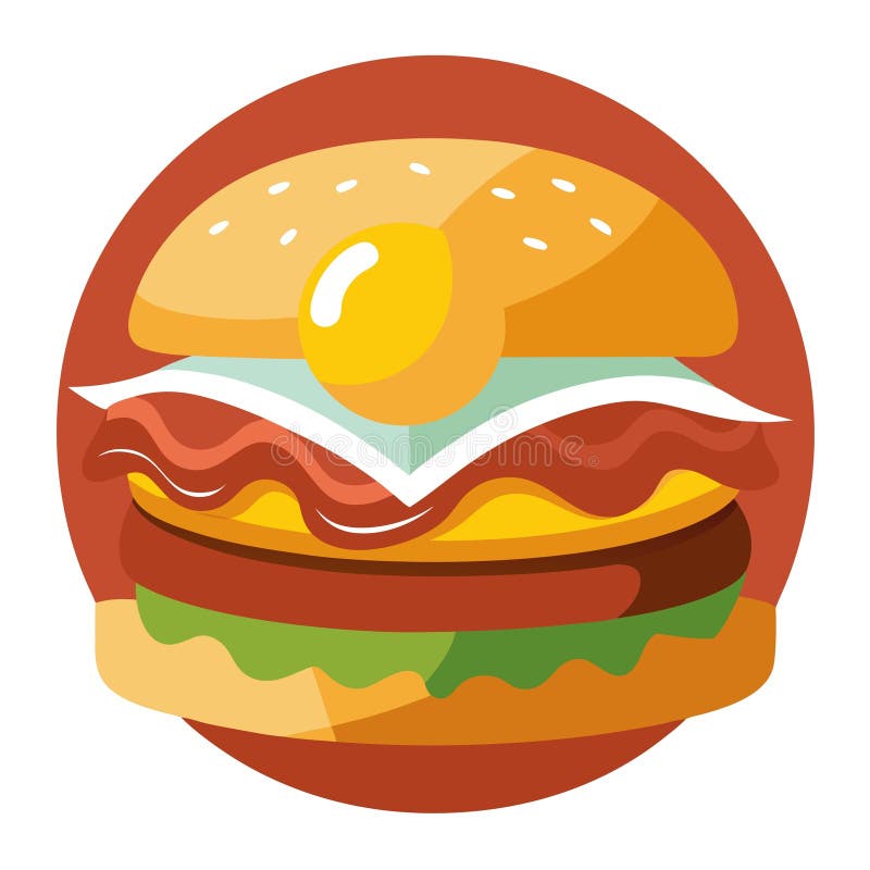 A Burger with Crunchy Bacon and Fried Eggs. Stock Vector - Illustration ...