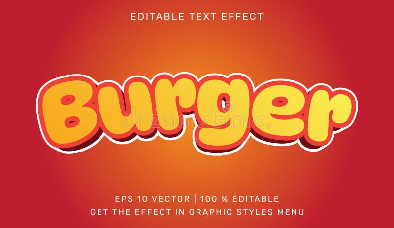 Burger 3d Editable Text Effect Template Stock Vector - Illustration of ...
