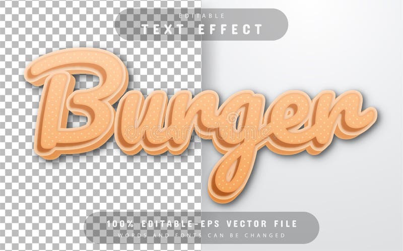 Burger 3d Text Effect Editable Stock Vector - Illustration of word ...