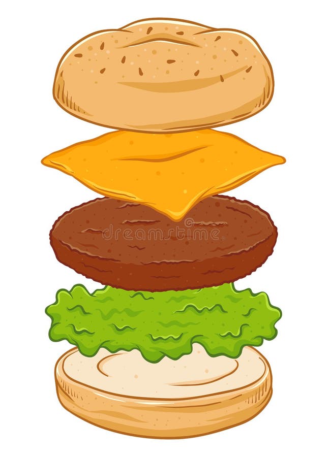 Burger Deconstruct Doodle stock vector. Illustration of delicious ...