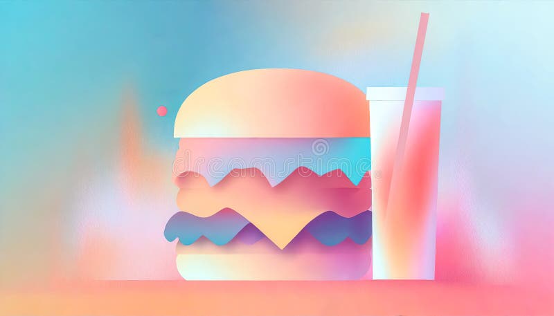 Burger and Drink with Gradient, Flat Style. Stock Photo - Image of ...
