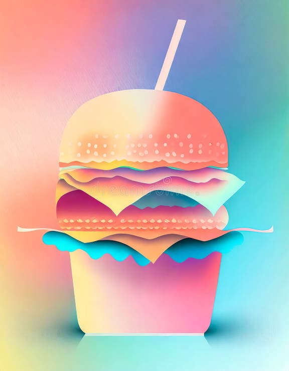 Burger and Drink with Gradient, Flat Style. Stock Photo - Image of ...