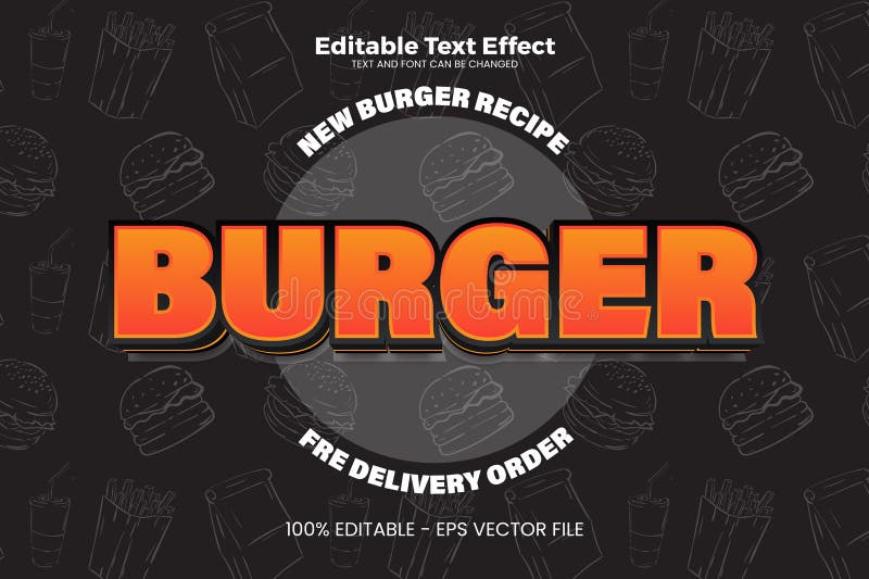 Burger Editable Text Effect in Modern Trend Style Stock Vector ...