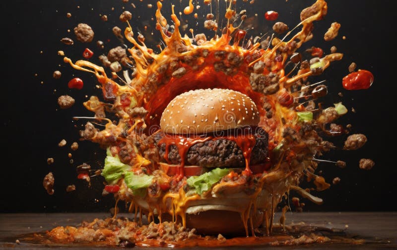 Burger Explosion stock photo. Image of group, biology - 315903542