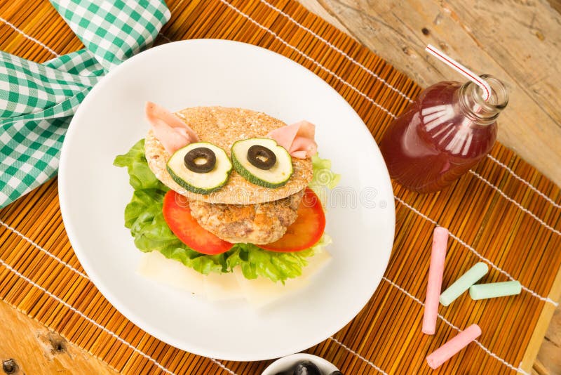 Burger face and drink stock image. Image of funny, creative - 43849759