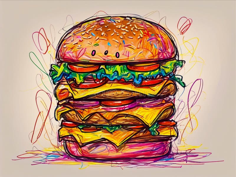 Color Pencil Burger Drawing Stock Photos - Free & Royalty-Free Stock ...