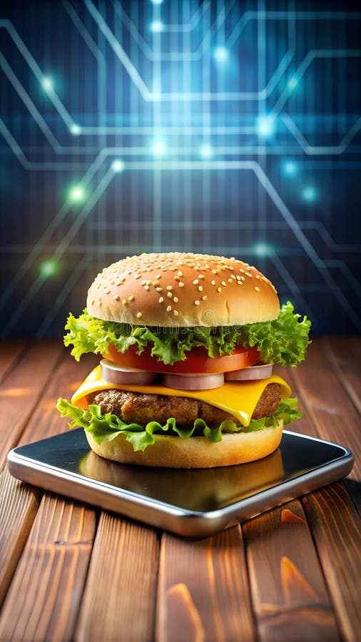 Burger, Fast Food, Created with Technology Stock Illustration ...