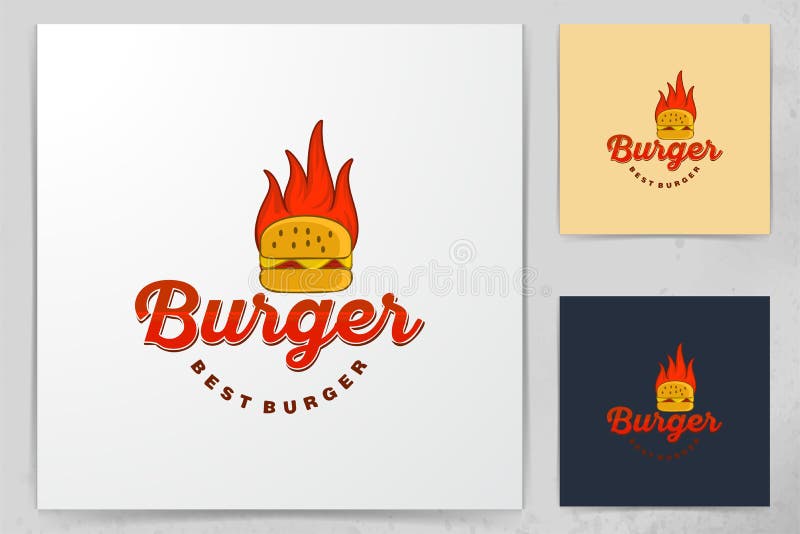 Burger Fire Shop Logo Design Inspiration Stock Vector - Illustration of ...